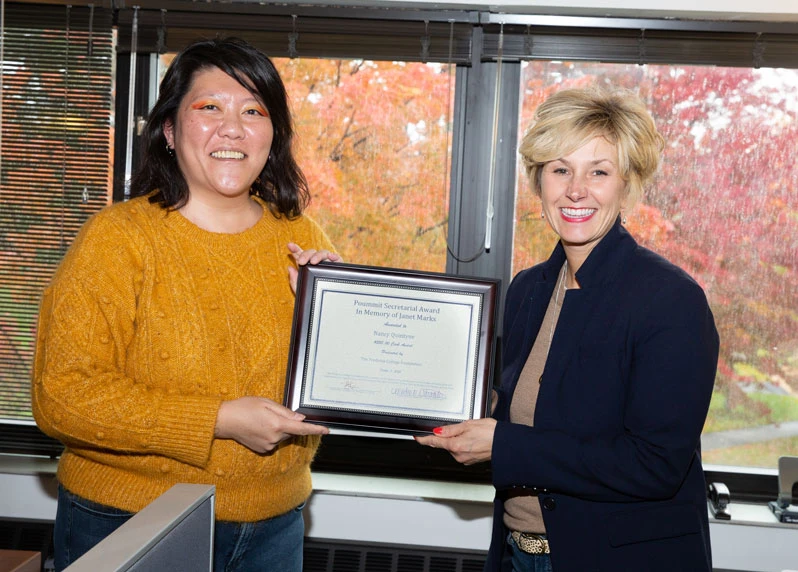 Nancy Quintyne receives Poummit Secretarial Award | Fredonia.edu